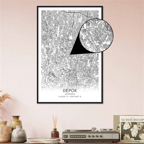 Depok Indonesia Map Poster Depok City Road Wall Art Print Custom