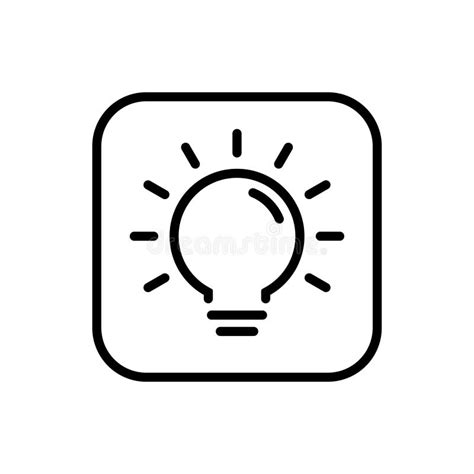 Light Bulb Outline Lamp Insight Icon On Square Line Stock Vector