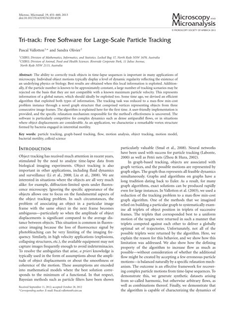 Pdf Tri Track Free Software For Large Scale Particle Tracking