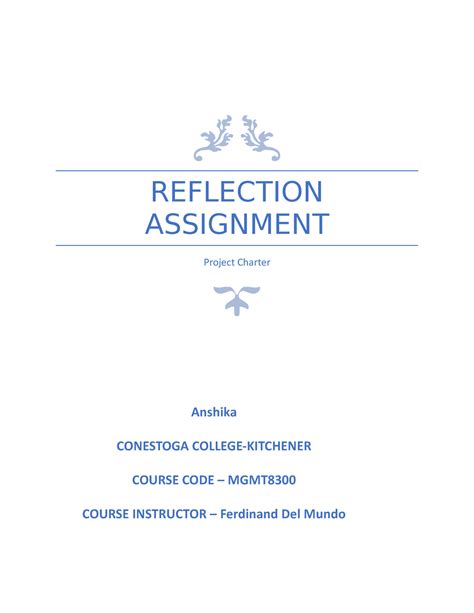 Project Reflection Week3 Reflection Assignment Project Charter