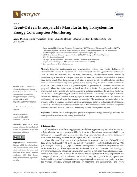 Pdf Event Driven Interoperable Manufacturing Ecosystem For Energy