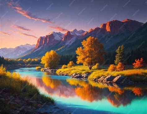 River Landscapes Premium Ai Generated Vector