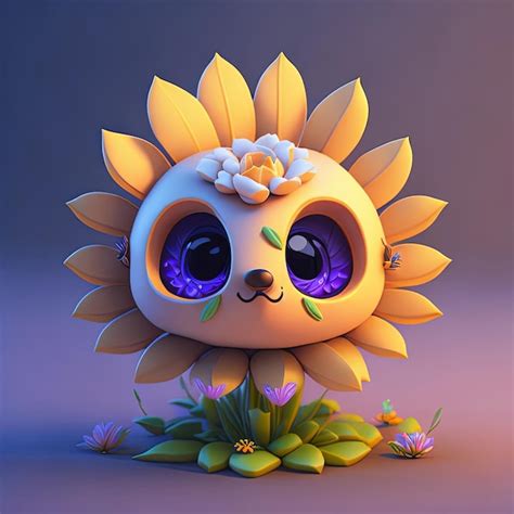 Premium Ai Image Cute Sunflower