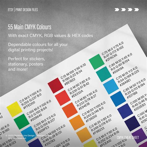 Printable Color Cheat Sheet 55 Essential Swatches Cmyk Rgb And Hex