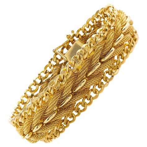 Elegant 14k Yellow Gold Woven 7 14 Bracelet By Pom Circa 1960s For
