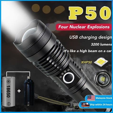 Torch Light Super Bright Torch Light Rechargeable Waterproof Flashlight