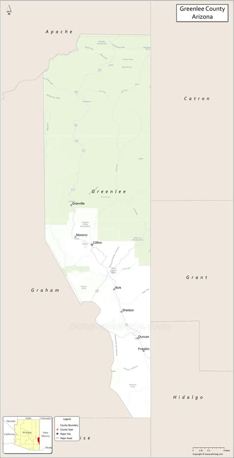 Map Of Greenlee County Arizona Where Is Located Cities Population