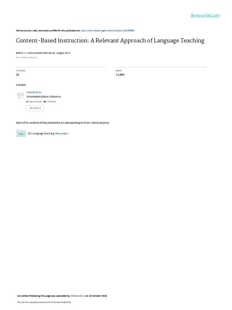 content based instruction a relevant approach of l pdf