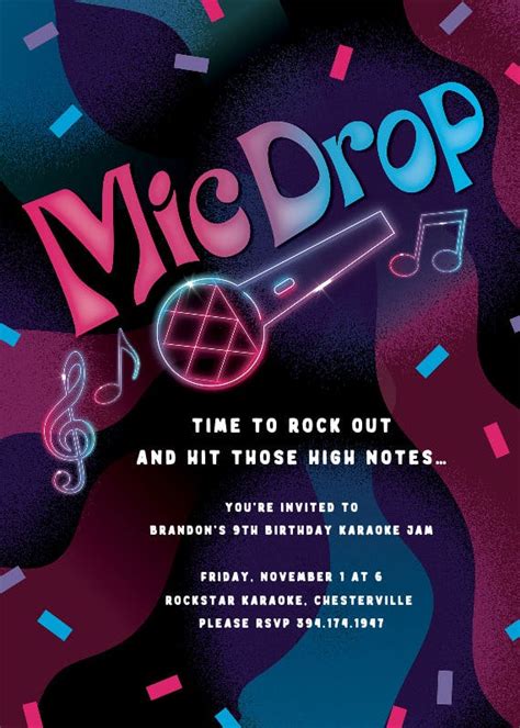 Mic Drop Birthday Invitation Template Free Greetings Island