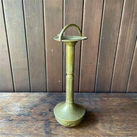Late Victorian English Nestor Brass Floor Standing Spittoon Ashtray For