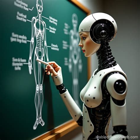 Gynoid Robot Teaching Anatomy Stable Diffusion Online