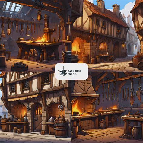 Stylized Medieval Forge Background By Backdropforge