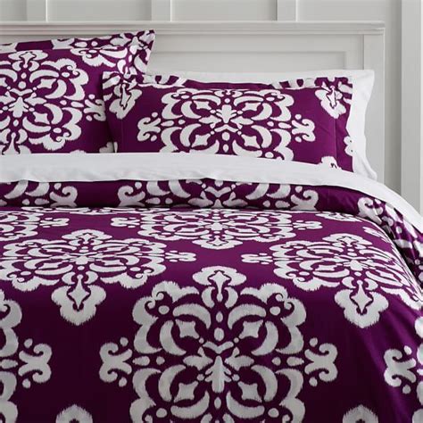 Pottery Barn Teen Ikat Medallion Duvet Twin Maroon Dark Purple