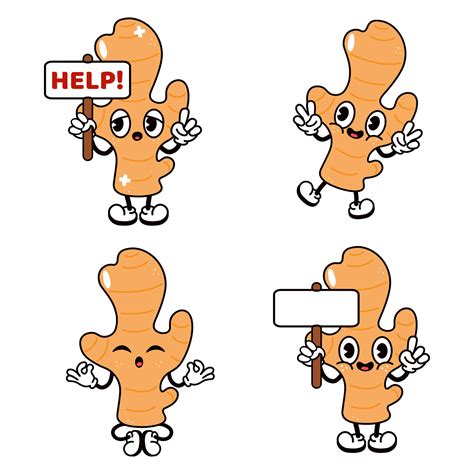 Ginger Character Bundle Set Vector Hand Drawn Doodle Style Traditional