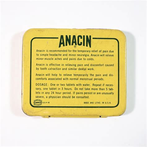 Vintage Anacin Tablet Tin Etsy