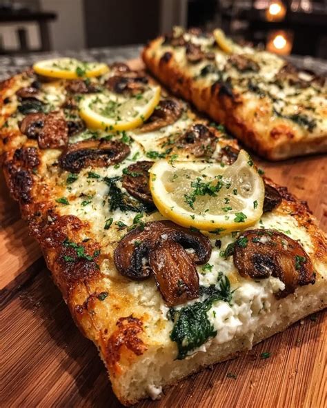 Warm Mushroom Spinach Ricotta Flatbread With Lemon Zest Recipe