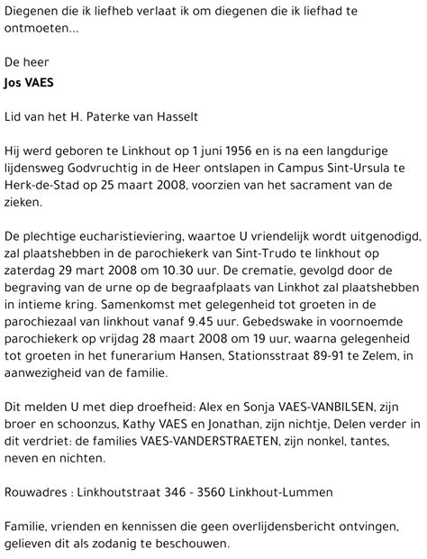 Jos Vaes † 25 03 2008 Inmemoriam