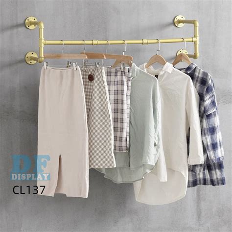 Industrial Pipe Clothes Racks Wall Mounted Garment Racks Space Saving Display Hanging Garment