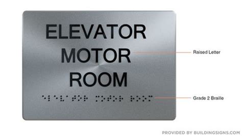 Elevator Motor Room Sign Braille Sign With Raised Tactile Graphics And