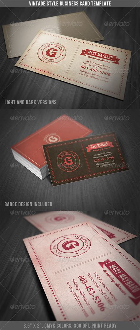 Vintage Style Business Card Template Print Templates Graphicriver