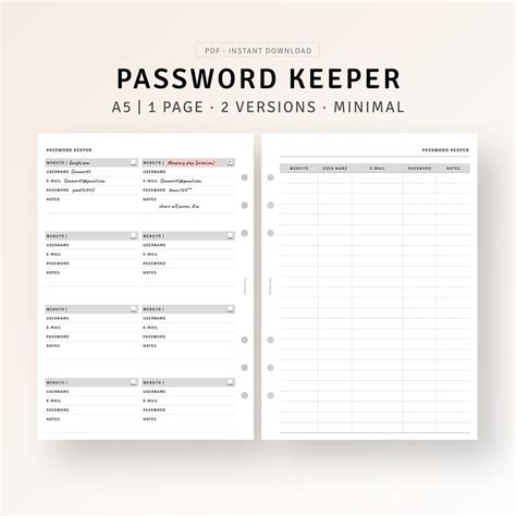 Password Tracker Etsy