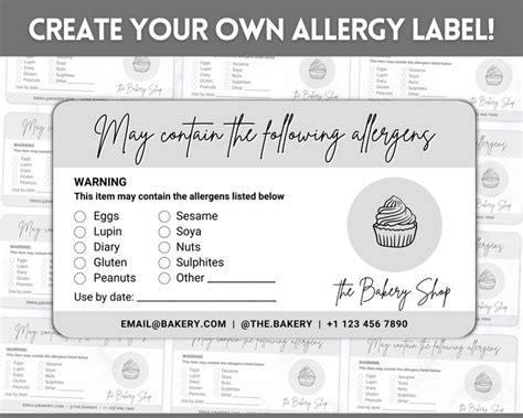 Editable Allergy Label Template Allergen Label Allergy Information