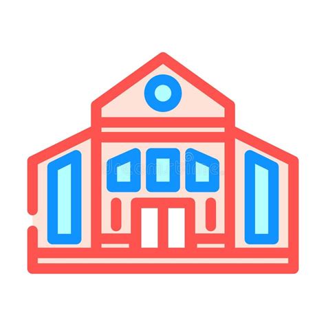 Primary School Building Color Icon Vector Illustration Stock Illustration Illustration Of Desk