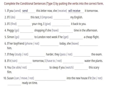 Conditional Exercise First Second Third Conditionals