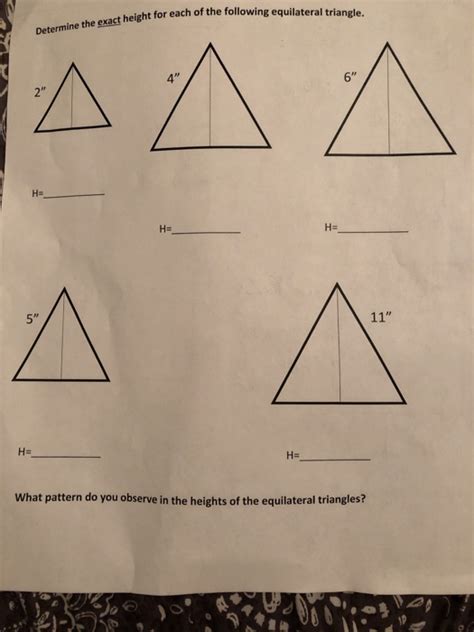 Solved Height For Each Of The Following Equilateral Chegg Com