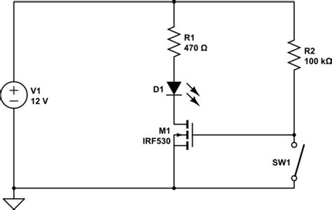 Mosfet How To Create A Circuit To Turn Off LED When Switch Is ON And Turn On When OFF