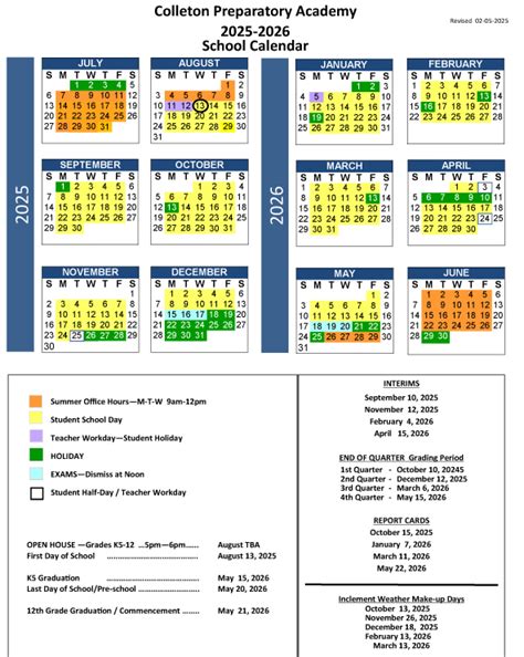 2025 2026 School Calendar Colleton Preparatory Academy