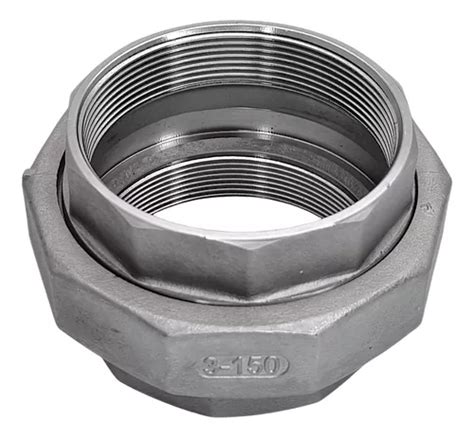 União Roscada Inox 304 Assento Cônico Rosca Bsp 3 Polegadas Frete Grátis