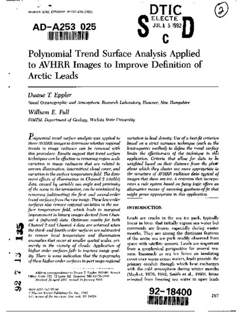 Pdf Polynomial Trend Surface Analysis Applied To Avhrr Images To