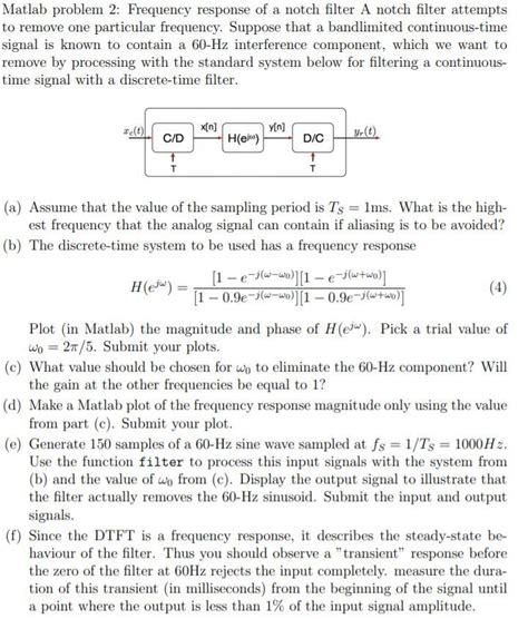 Solved Matlab Problem 2 Frequency Response Of A Notch