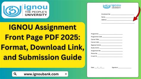 Ignou Assignment Front Page Pdf 2025 Format Download Link And Submission Guide