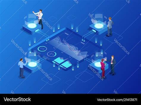 Isometric Big Data Network Visualization Advanced Vector Image