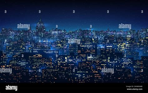 Cityscape City Buildings At Night City Skyline At Nighttime Night