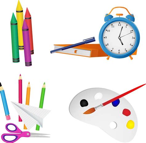 Back To School Set Of School Supplies Clip Art 46622407 Vector Art At