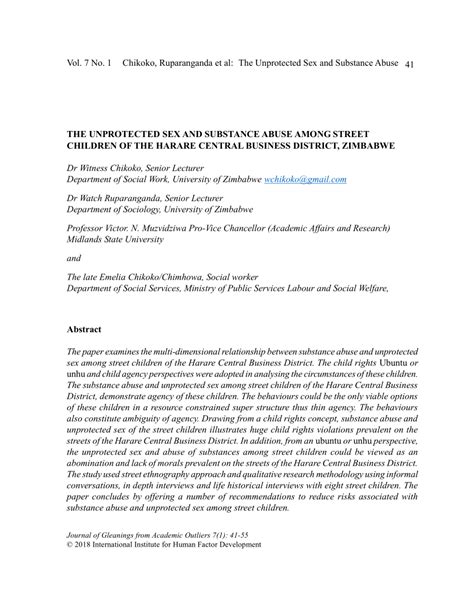 Pdf Ruparanganda Et Al The Unprotected Sex And Substance Abuse