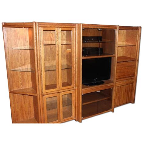 5 Piece Solid Oak Wall Unit Set Aptdeco