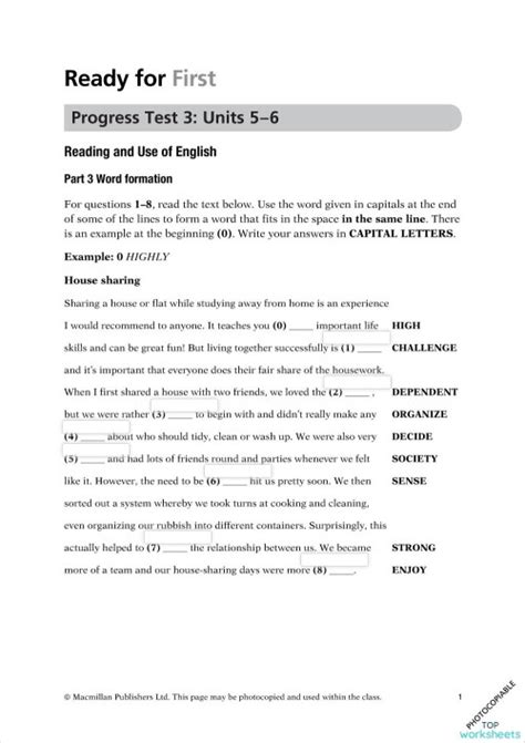 Fce Sample Test 1 2015 Interactive Worksheet Topworksheets