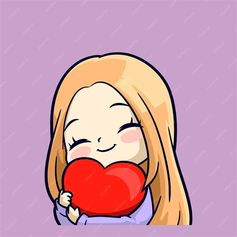Nettes Blondes Chibi Mädchen Glückliches Cartoon Emote Premium Vektor
