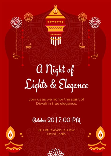 Free Elegant Diwali Invitation Template To Edit Online