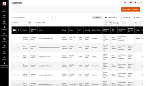 管理客户帐户 Adobe Commerce