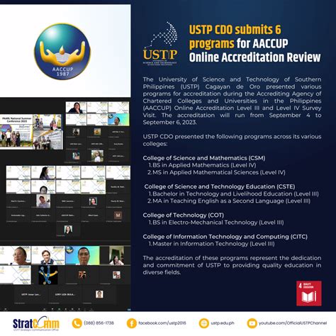 Ustp Cdo Submits 6 Programs For Aaccup Online Accreditation Review University Of Science And