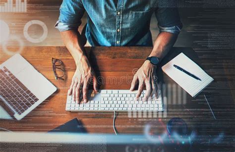 Digital Hologram Man Typing On Keyboard With Technology And Social Network Connection For