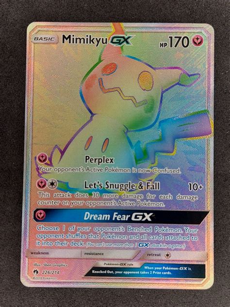 2018 Pokemon Lost Thunder Mimikyu Gx Rainbow Full Art Hyper Rare 226 2