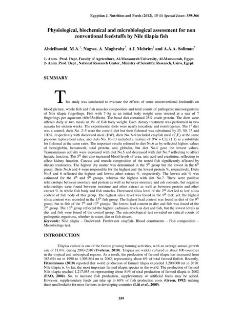 Pdf Physiological Biochemical And Microbiological Assessment For Non Conventional Feedstuffs