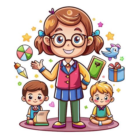 Professora Feliz Com Dois Alunos Na Sala De Aula Vetor Premium Gerado
