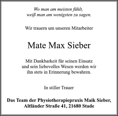 Mate Max Sieber Nachruf Stader Tageblatt